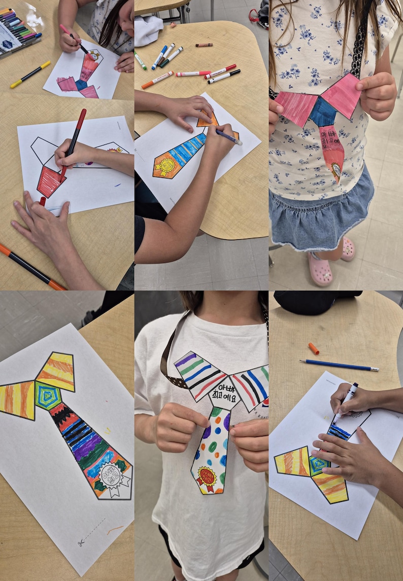 Father’s Day Tie Card Printable DIY Color & Cut Craft for Kids Wearable ...