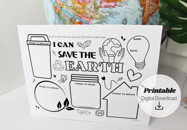 Earth Day Activity Worksheet Printable Save the Earth Kids Recycling ...