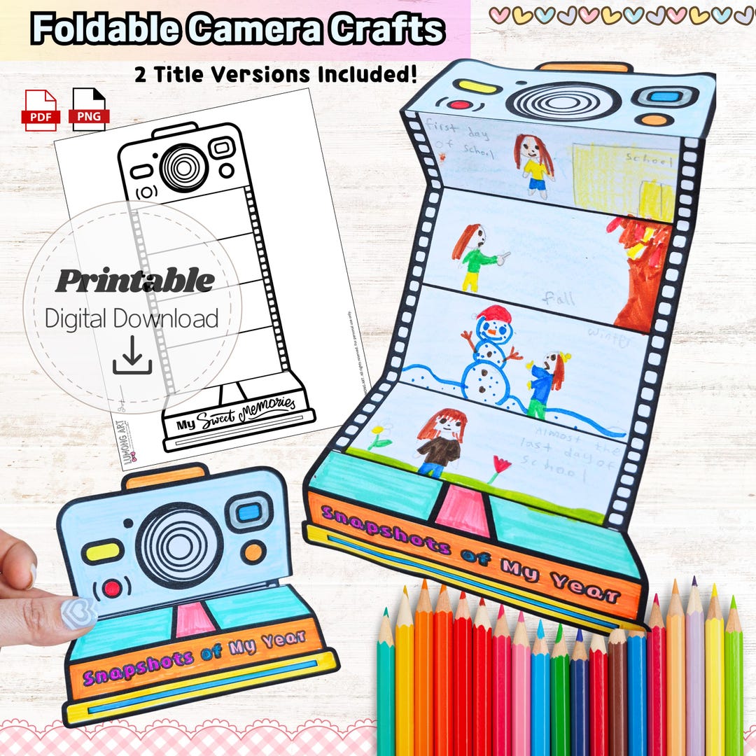 Foldable Camera Craft for Kids, End of School Year Memory Book ...
