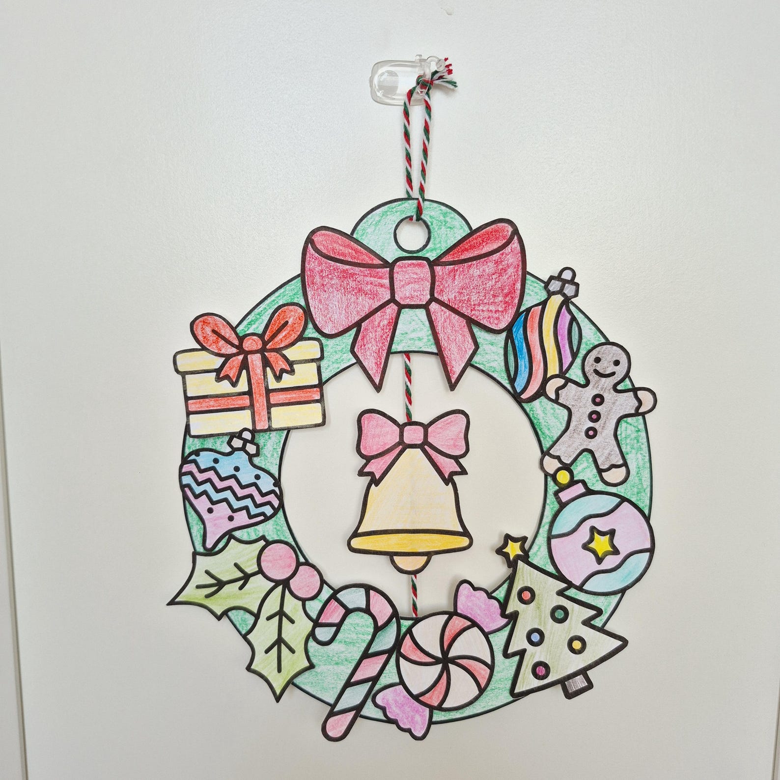 Printable DIY Christmas Wreath Craft for Kids | Holiday Coloring & Cut ...