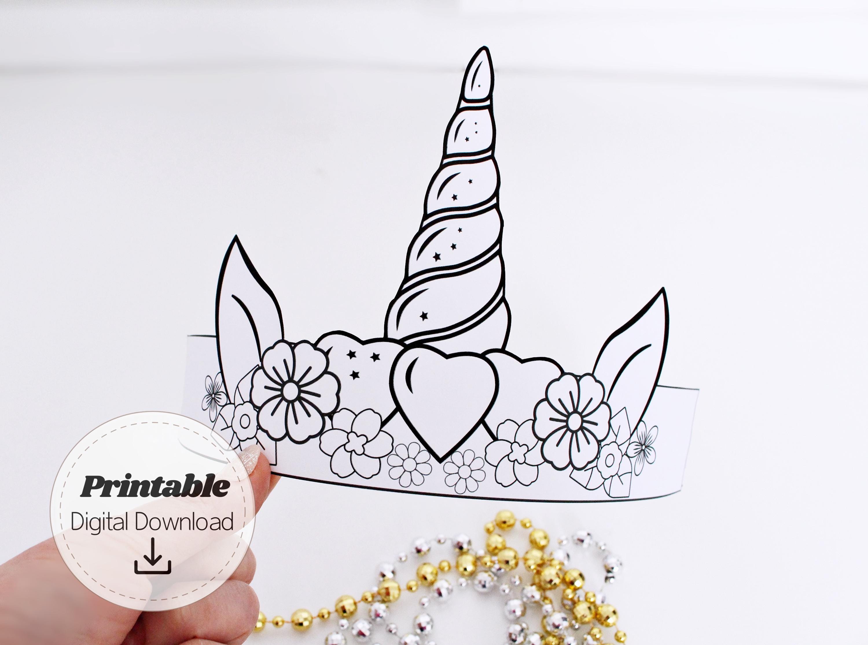 Printable Unicorn Crown Craft for Kids – Coloring Paper Headband | DIY ...