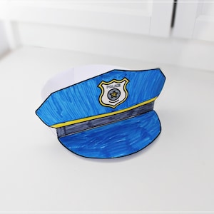 Police Hat Crown Printable Community Helper Craft Coloring DIY Paper ...