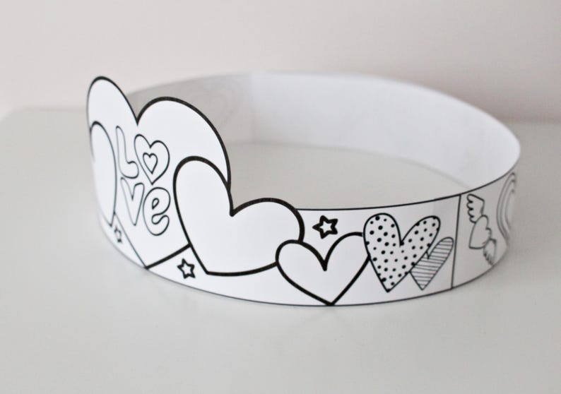Valentine's Day Crown Printable Valentines Kids Craft Activity, Love ...