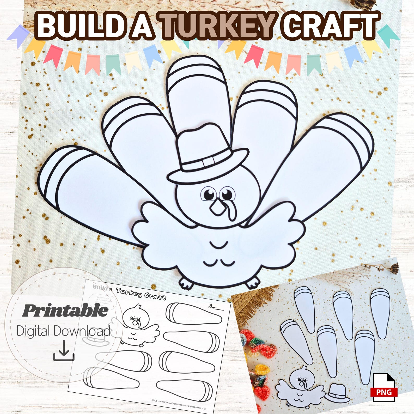 Build a Turkey Craft Printable | Thanksgiving Kids Activity, DIY Paper ...