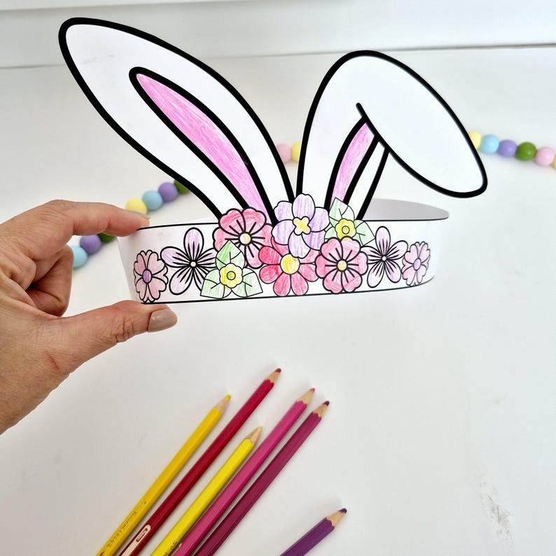 Easter Bunny Ears Crown Printable Kids Easter Craft Paper Bunny Crown ...