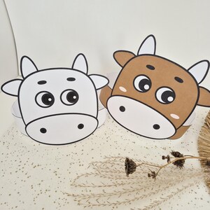 Cow Paper Crown Craft Printable Cow Day Activity Coloring Animal Crown ...