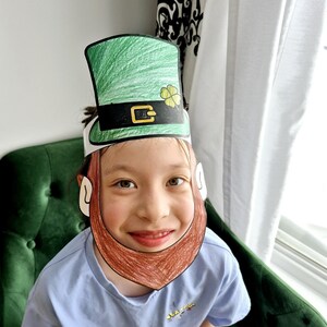 Printable Leprechaun Hat & Beard Mask DIY St. Patrick's Day Kids Craft ...