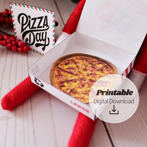 Printable Shelf Elf Pizza Box With Pizza Day Sign Miniature Pizza Scene ...