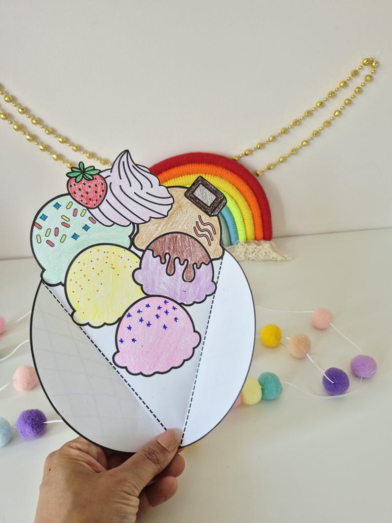 Printable Ice Cream Craft for Kids Summer 3D Cone Craft Build Your Own ...