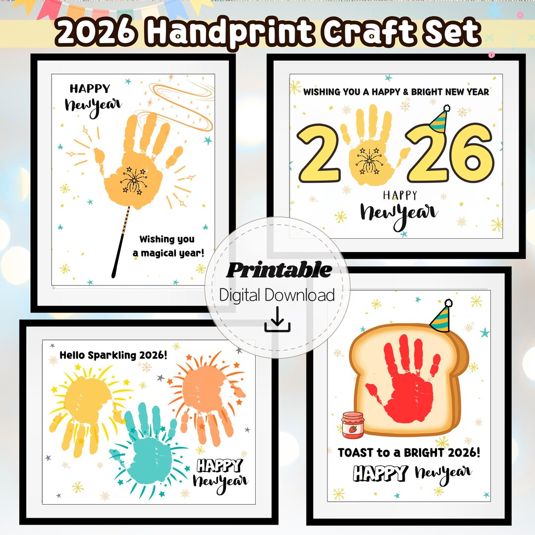 2026 New Year Handprint Craft Set, Kids Paint Activity, Printable ...