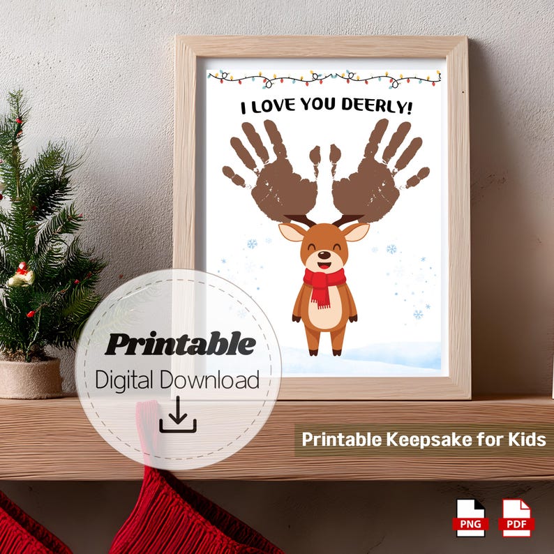 Reindeer Handprint Craft Printable | I Love You Deerly Christmas ...