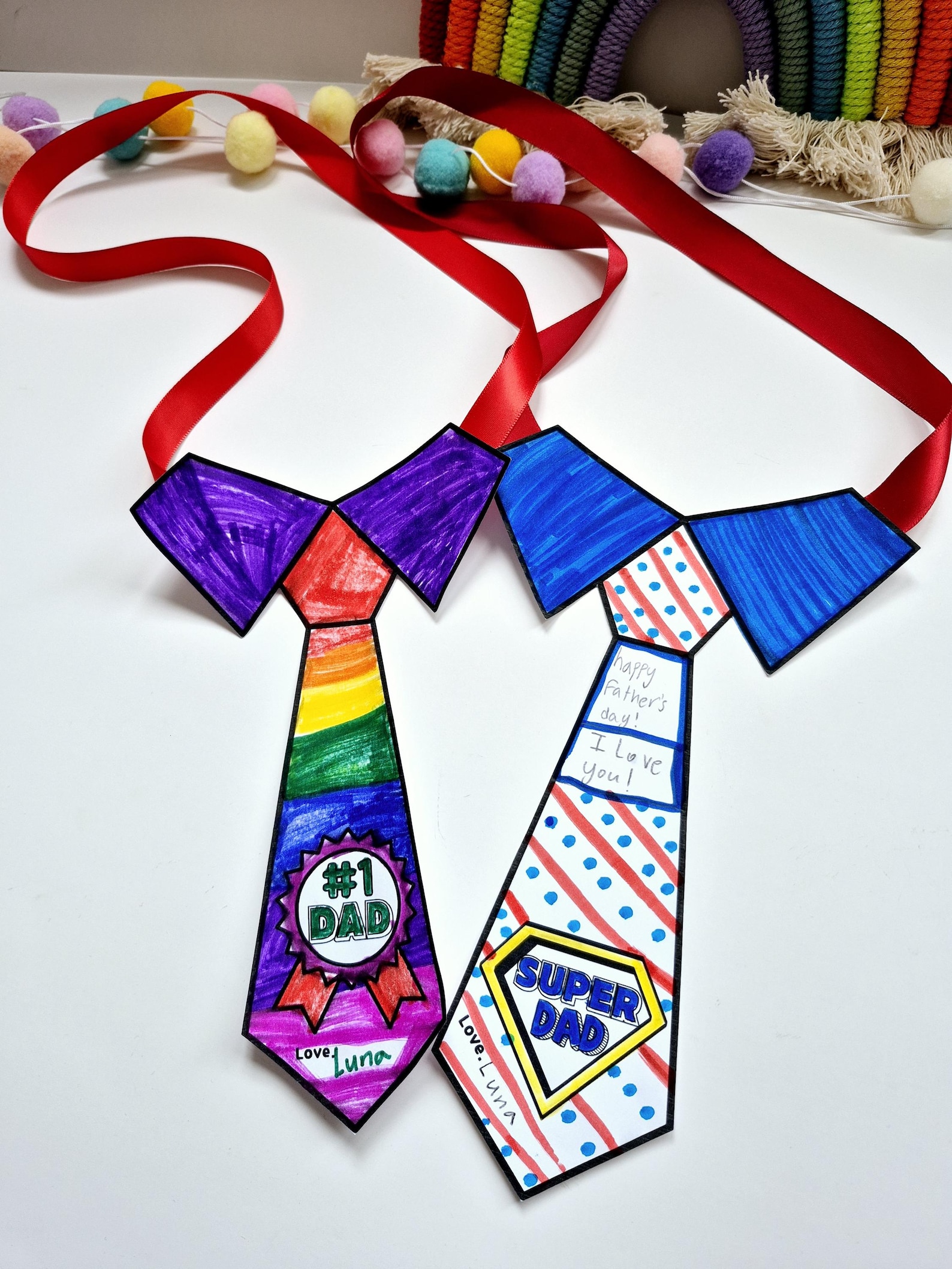 Father’s Day Tie Card Printable DIY Color & Cut Craft for Kids Wearable ...