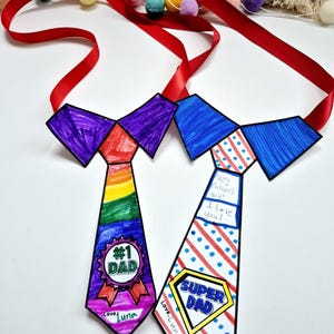 Father’s Day Tie Card Printable DIY Color & Cut Craft for Kids Wearable ...