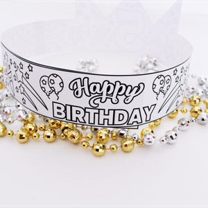 5th Birthday Crown Printable, 5 Year Old Birthday DIY Coloring Birthday ...