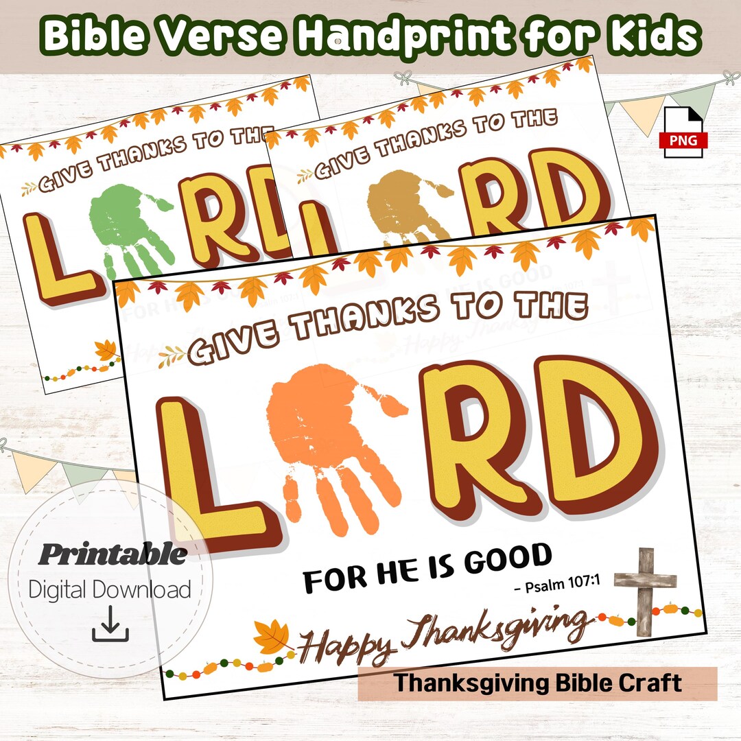 Give Thanks to the Lord Handprint Craft Printable | Bible Verse ...