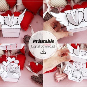 Heart Love Surprise Box Template DIY Heart Gift Box Card DIY 3D Paper ...