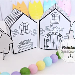 Easter Bunny House Template Printable 3D Paper Craft DIY Easter ...