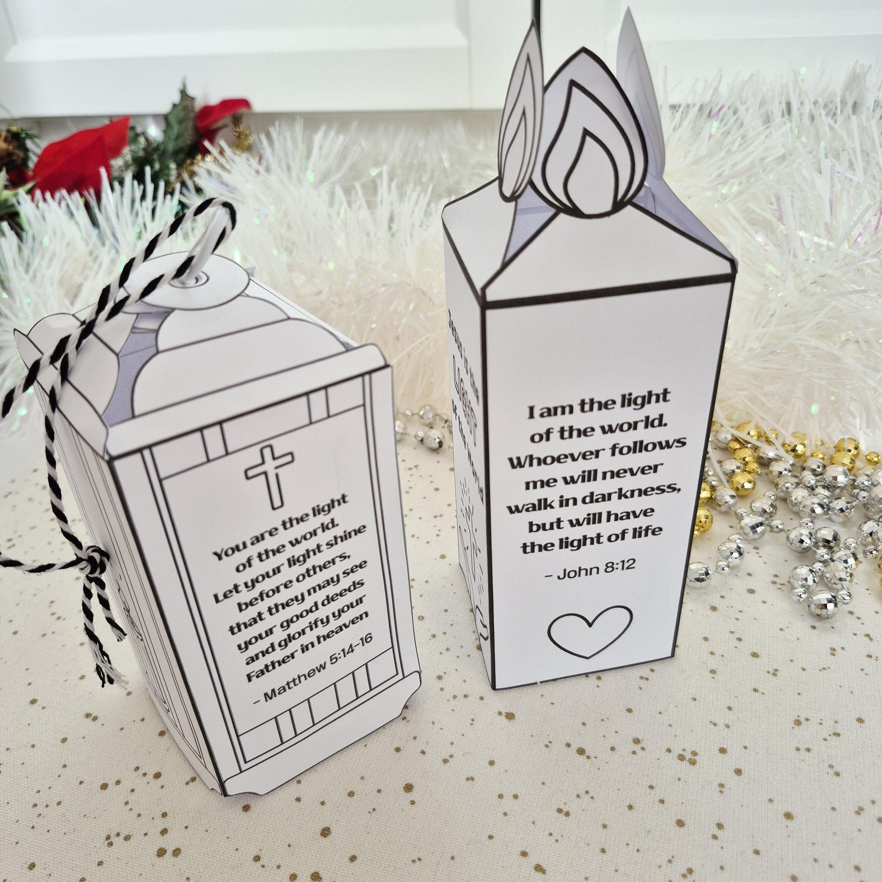 Printable Bible Craft Set, 3D Paper Lantern Light Crafts for Kids ...