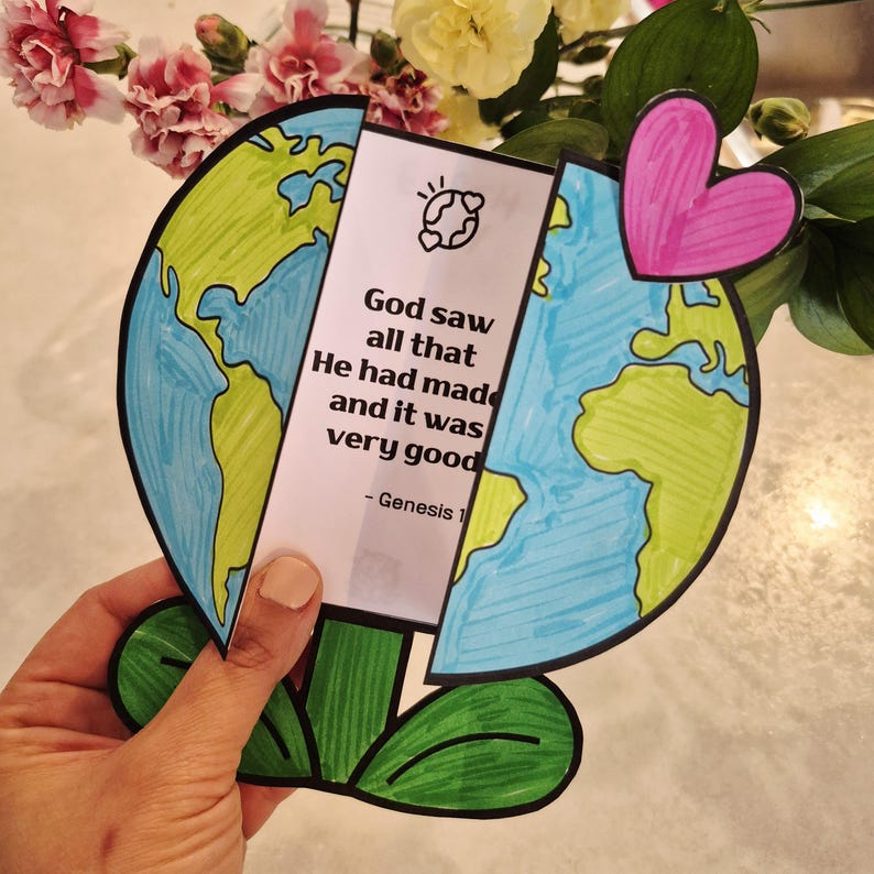 Earth Day Bible Craft Printable, Creation Craft, Christian Activity for ...