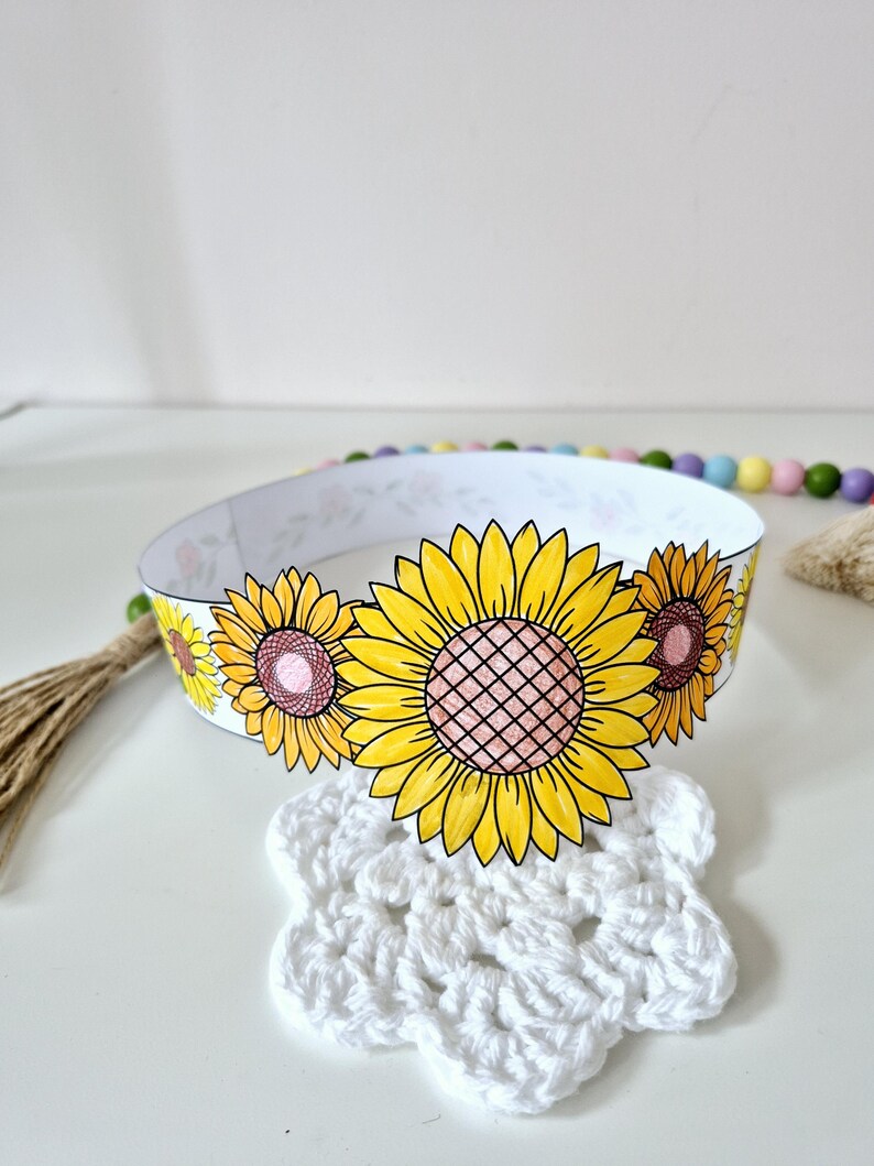 Sunflower Craft Printable Flower Crown Coloring Template DIY Paper ...