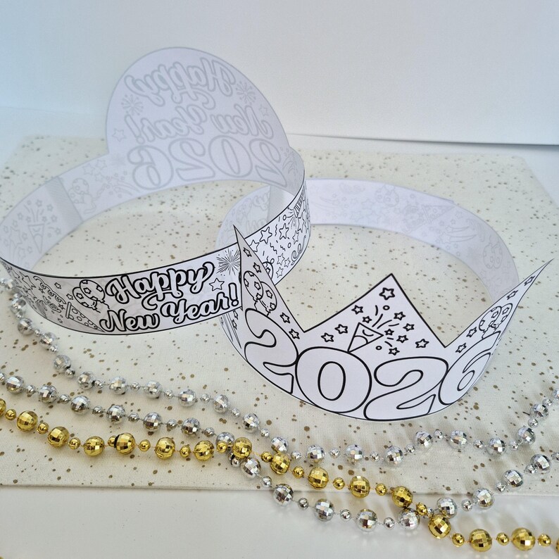 2026 New Year Paper Crown Printable DIY Coloring Craft Kids Activity ...