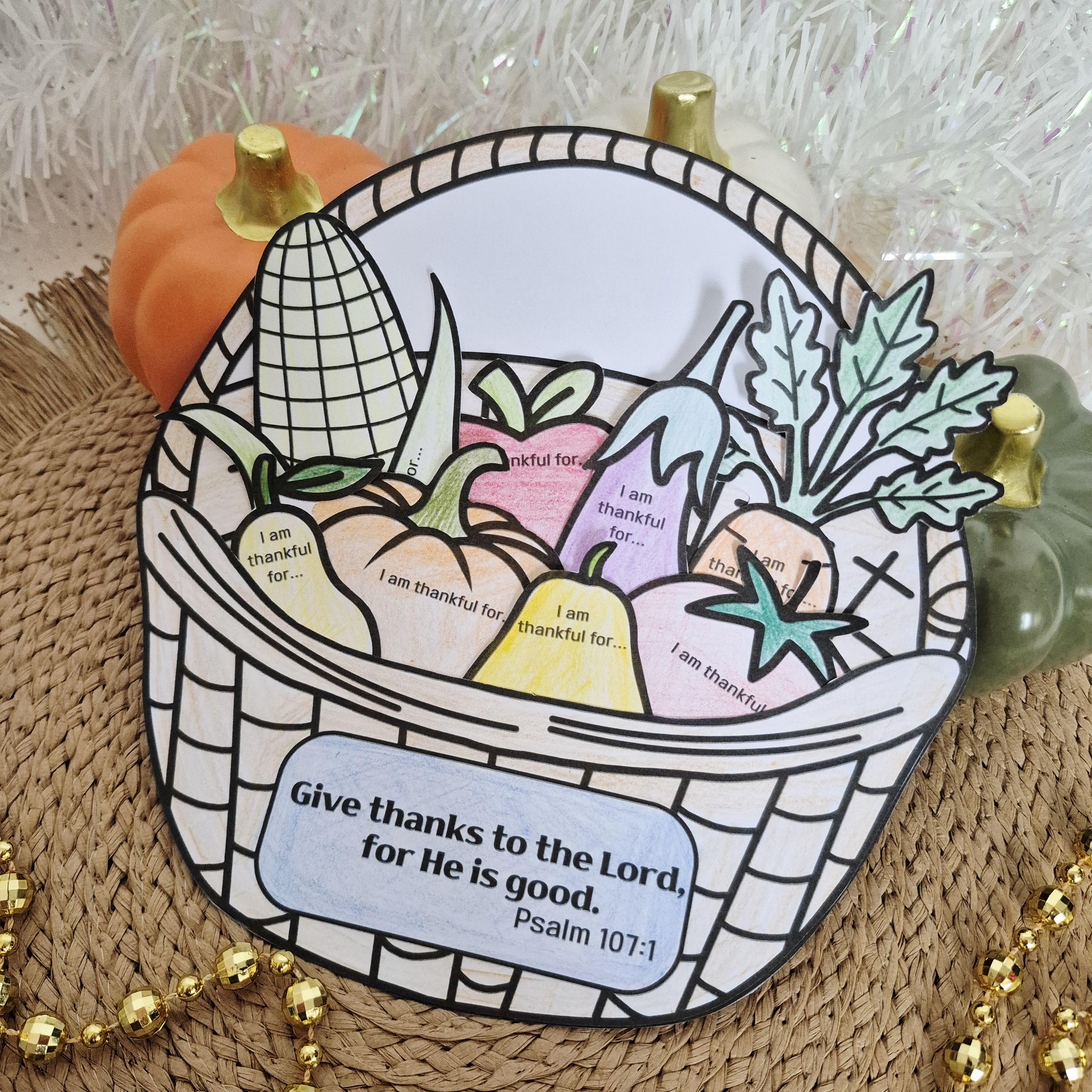 Give Thanks Bible Basket Craft | Printable Thanksgiving Bible Verse ...