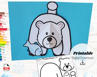 Polar Bear Paper Crown Party Coloring Paper Hat Printable Kids Craft ...