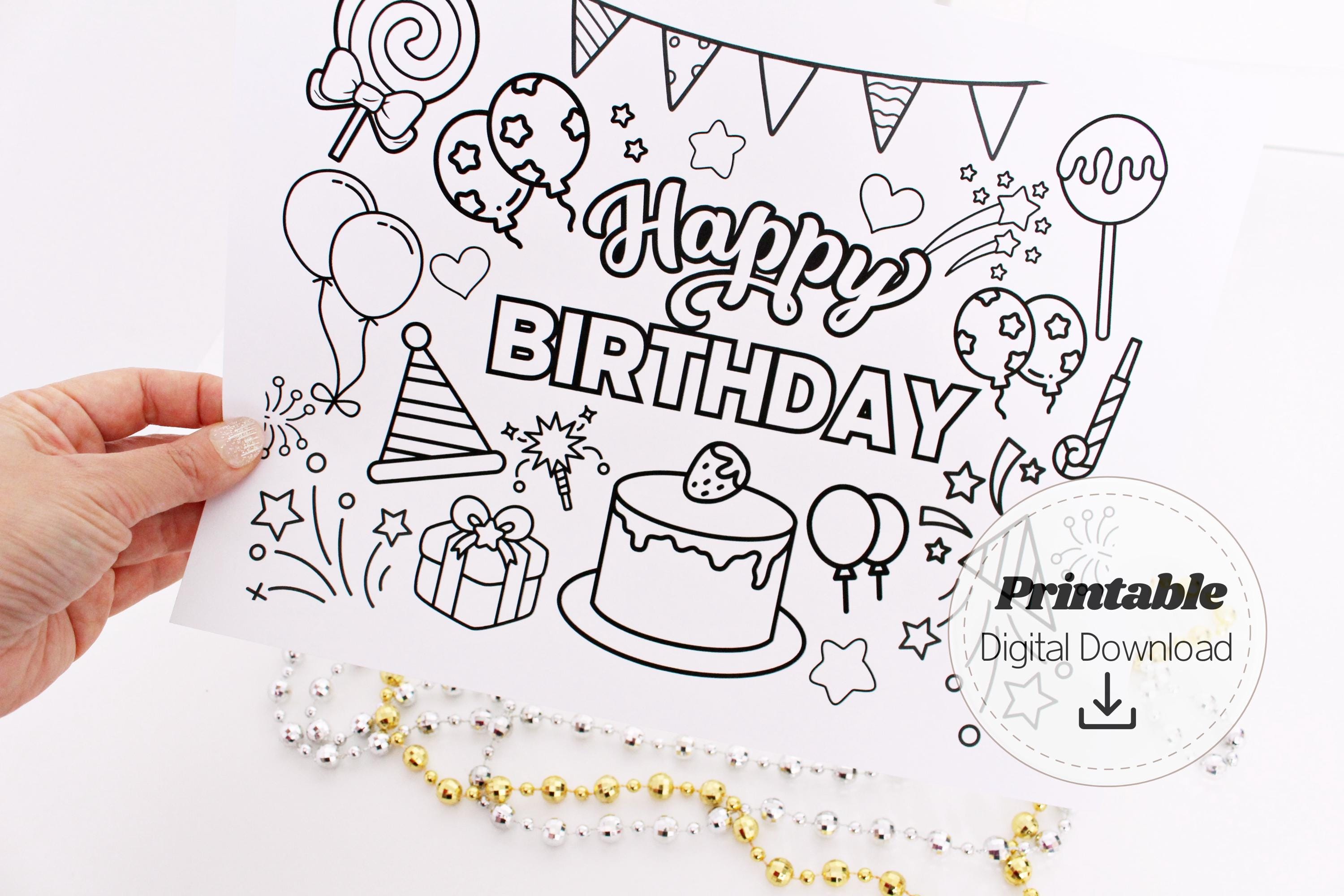 Birthday Coloring Pages Printable, Kids Party Coloring Sheets ...