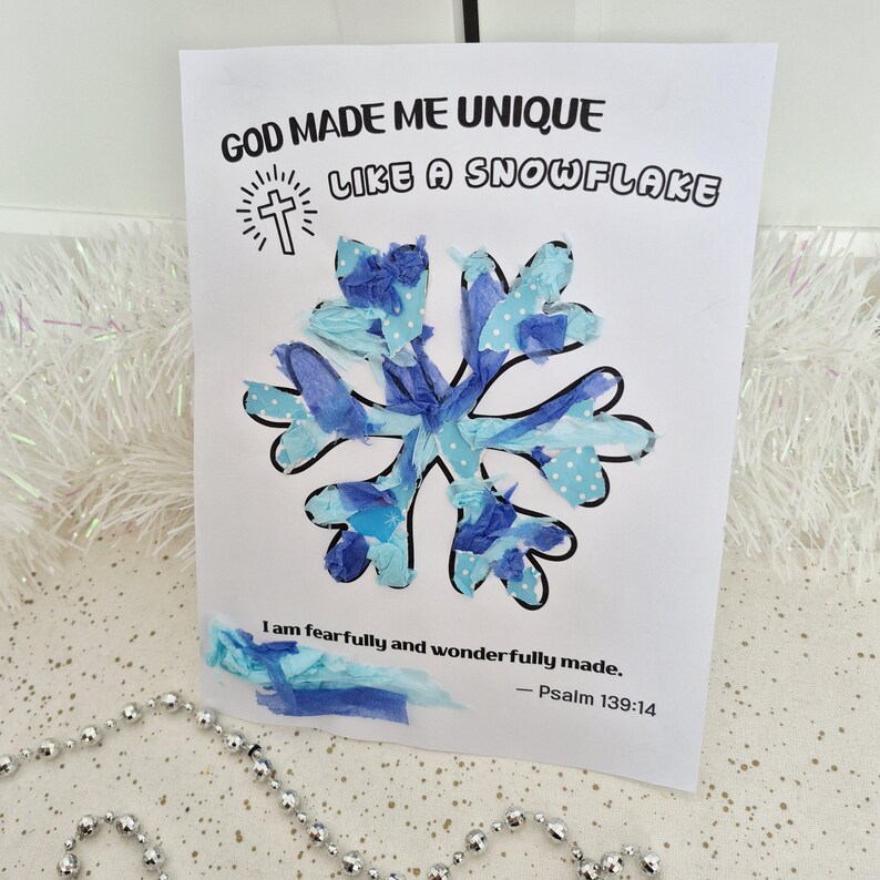 Printable Snowflake Torn Paper Craft for Kids, Christian Winter ...