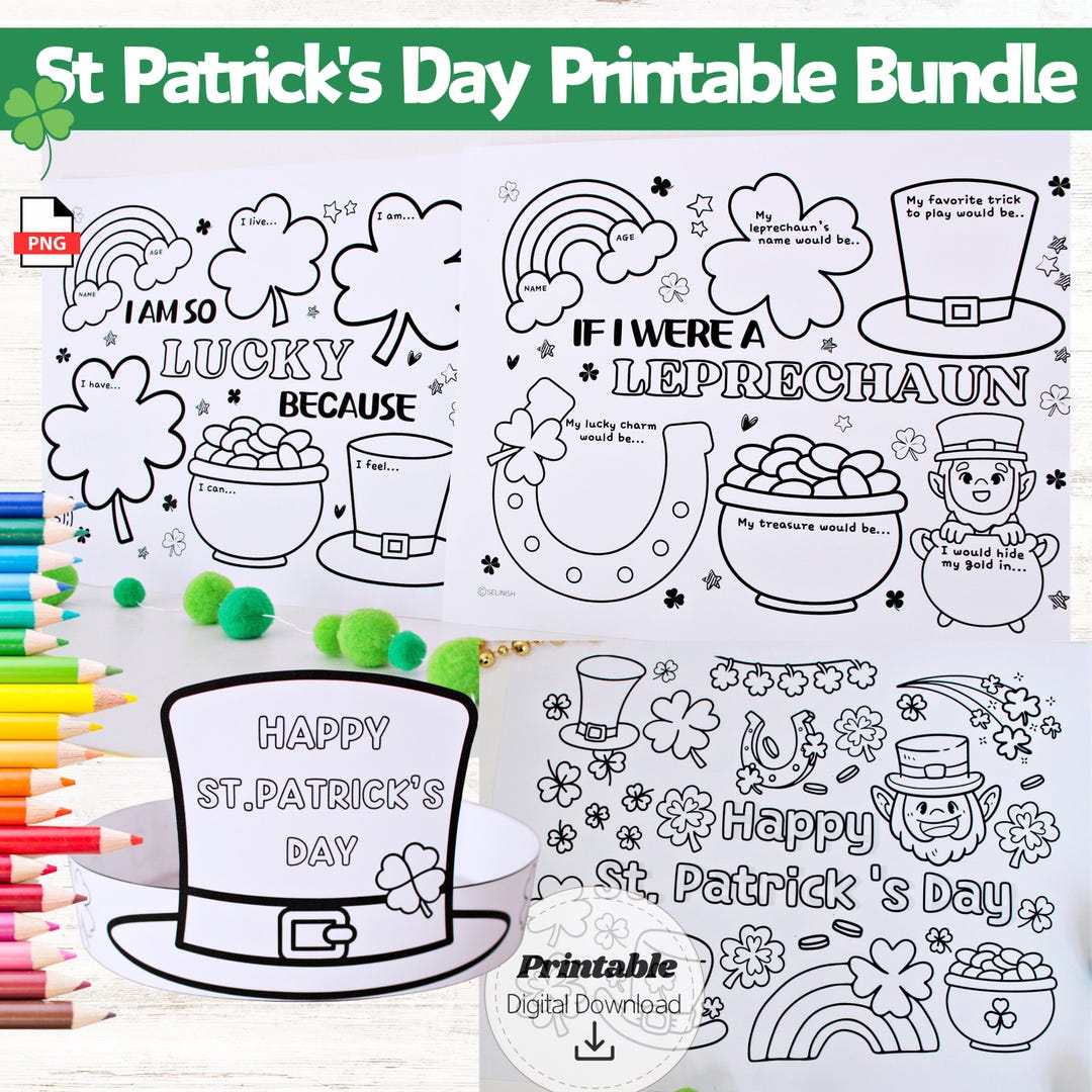 St Patrick's Day Printable Bundle Activity Worksheets Leprechaun, Lucky ...