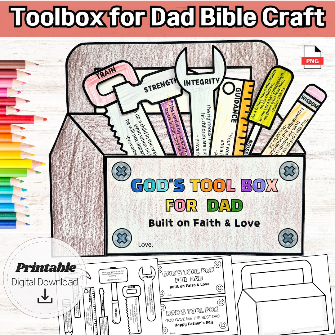 Bible Father’s Day Toolbox Craft Printable Christian Dad Gift From Kids ...