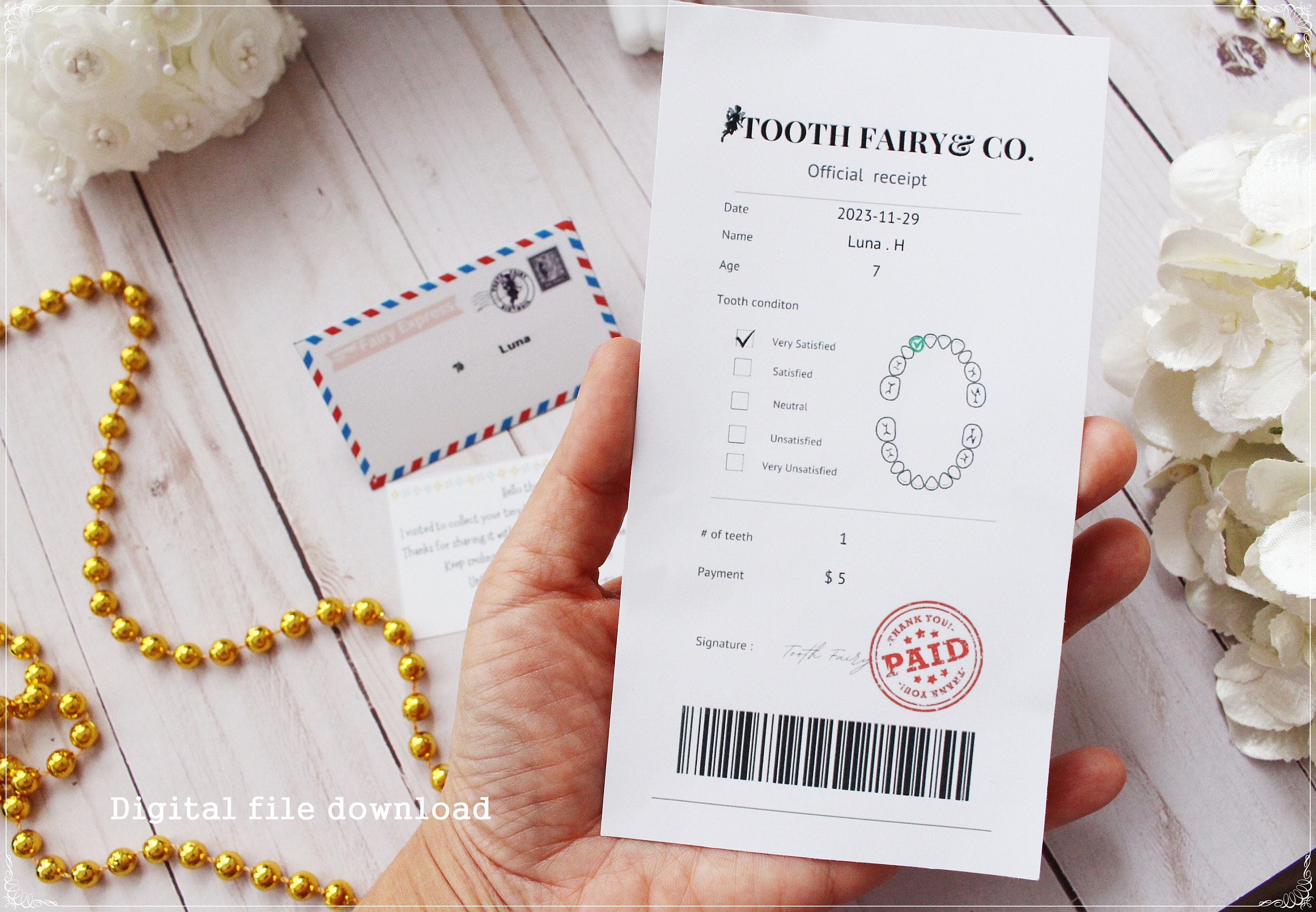 Tooth Fairy Letter Digital Download Tooth Receipt Tooth - Etsy UK