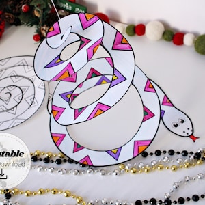 Year of the Snake 2025 Spiral Snake Printable DIY Paper Toy Kids ...