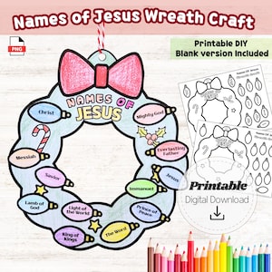 Names of Jesus Wreath Craft | Christmas Bible Printable for Kids ...
