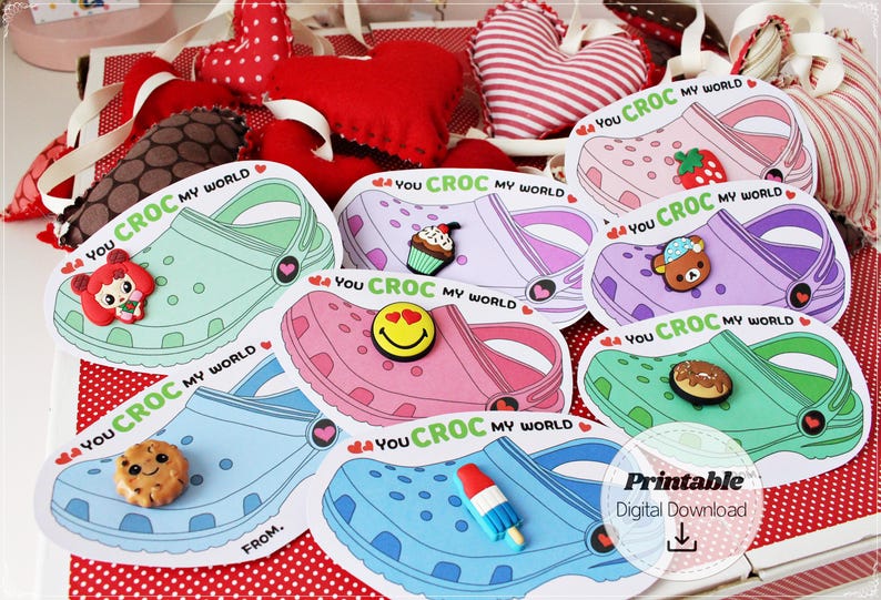 Croc Valentine's Day Shoe Charm Classroom Valentines Day Printable ...