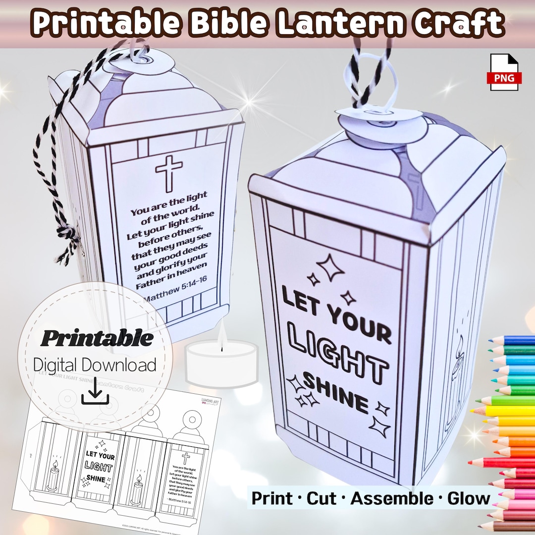 Printable Bible Lantern Craft | Let Your Light Shine | Matthew 5:14-16 ...