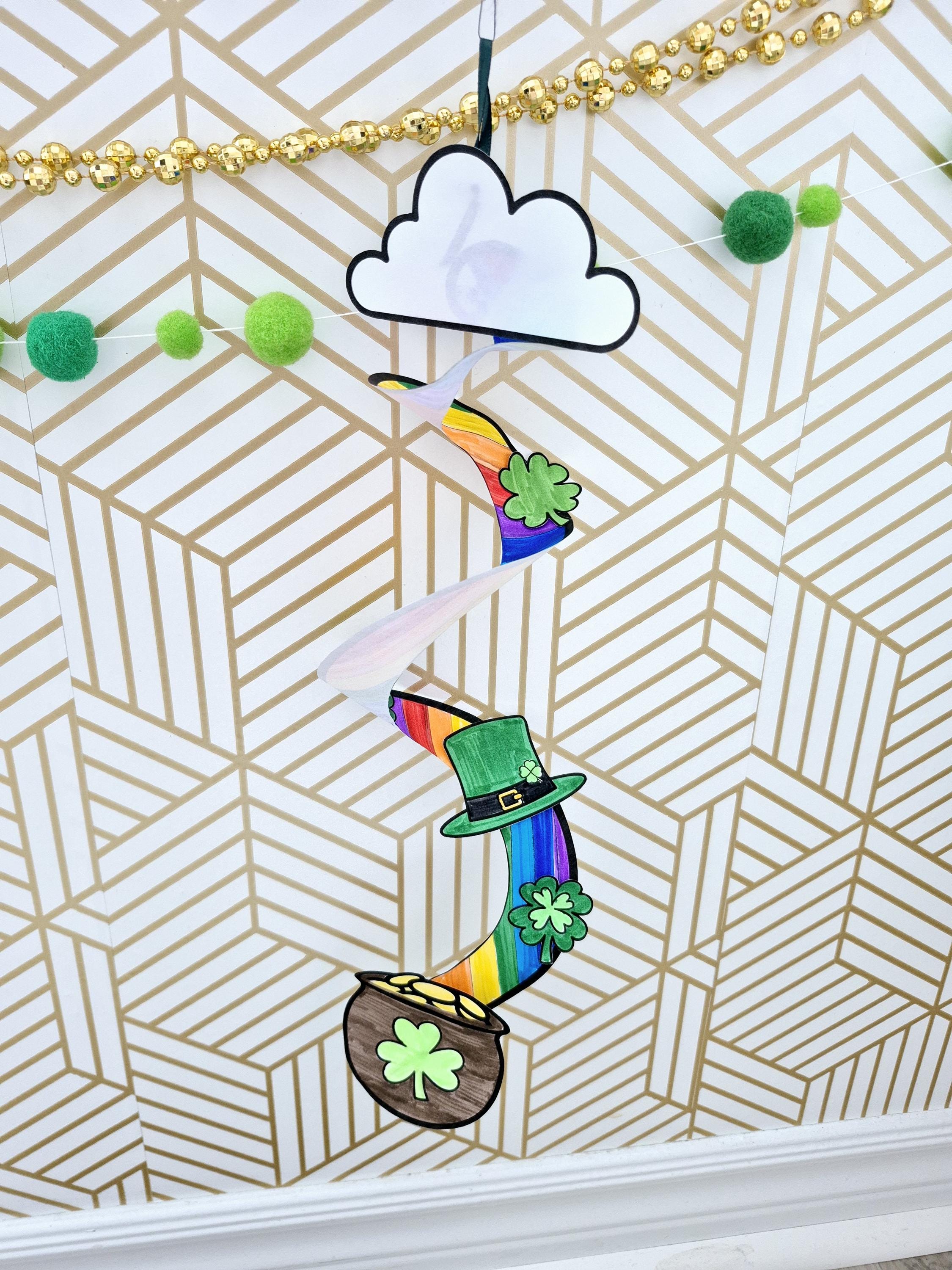 St Patrick's Day Pot of Gold Rainbow 3D Mobile Craft Template Kids DIY ...