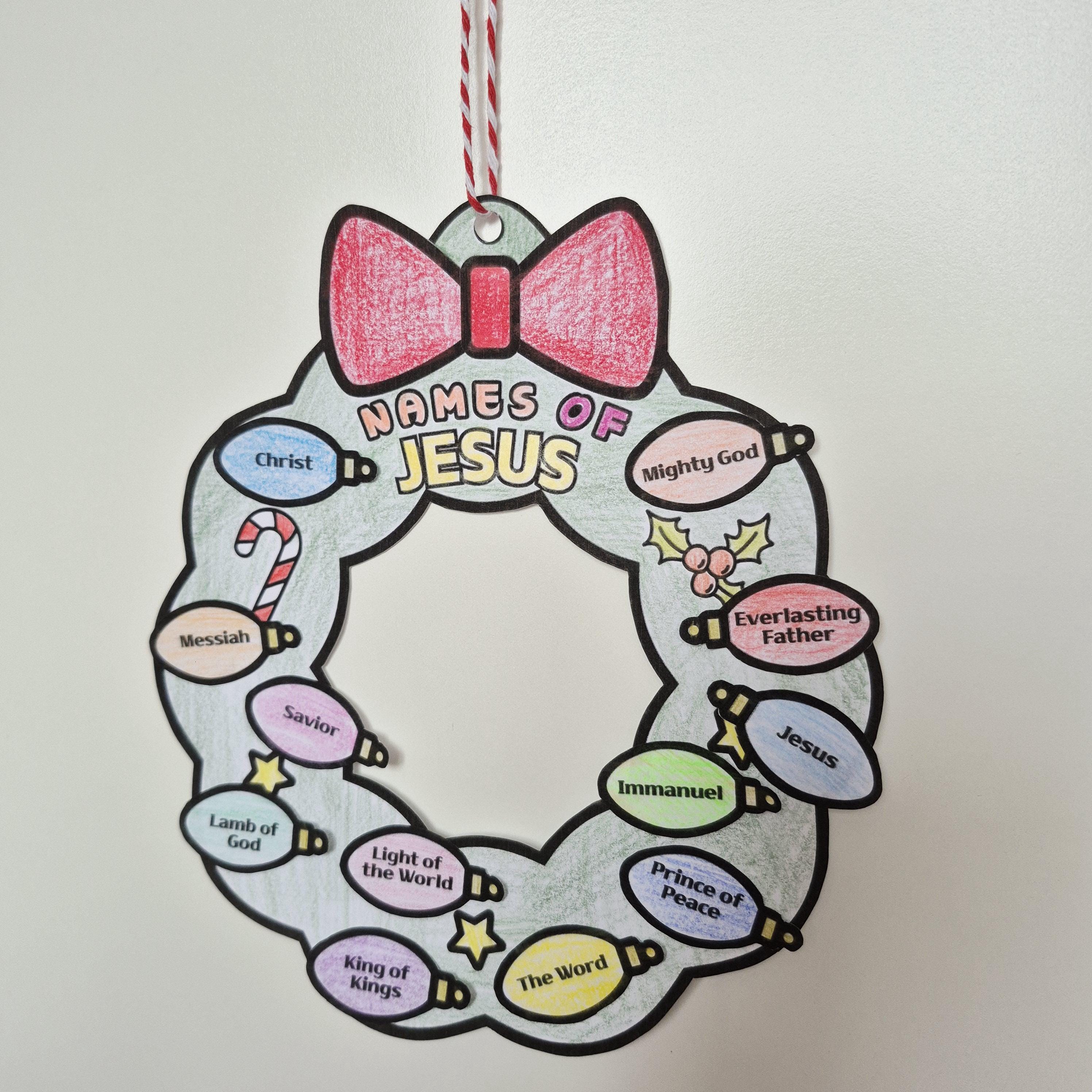 Names of Jesus Wreath Craft | Christmas Bible Printable for Kids ...