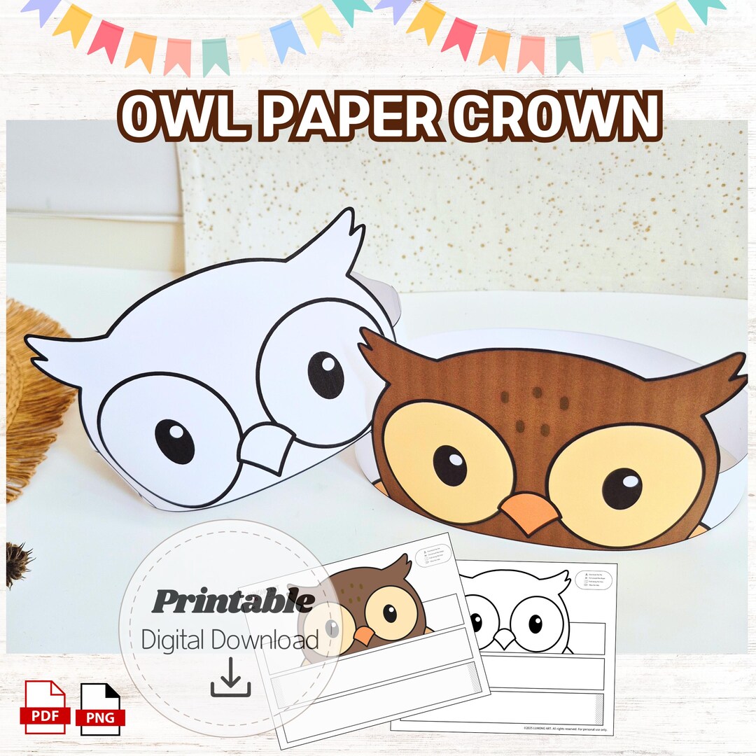 Printable Owl Paper Crown for Kids | DIY Owl Hat Craft | Forest Animal ...