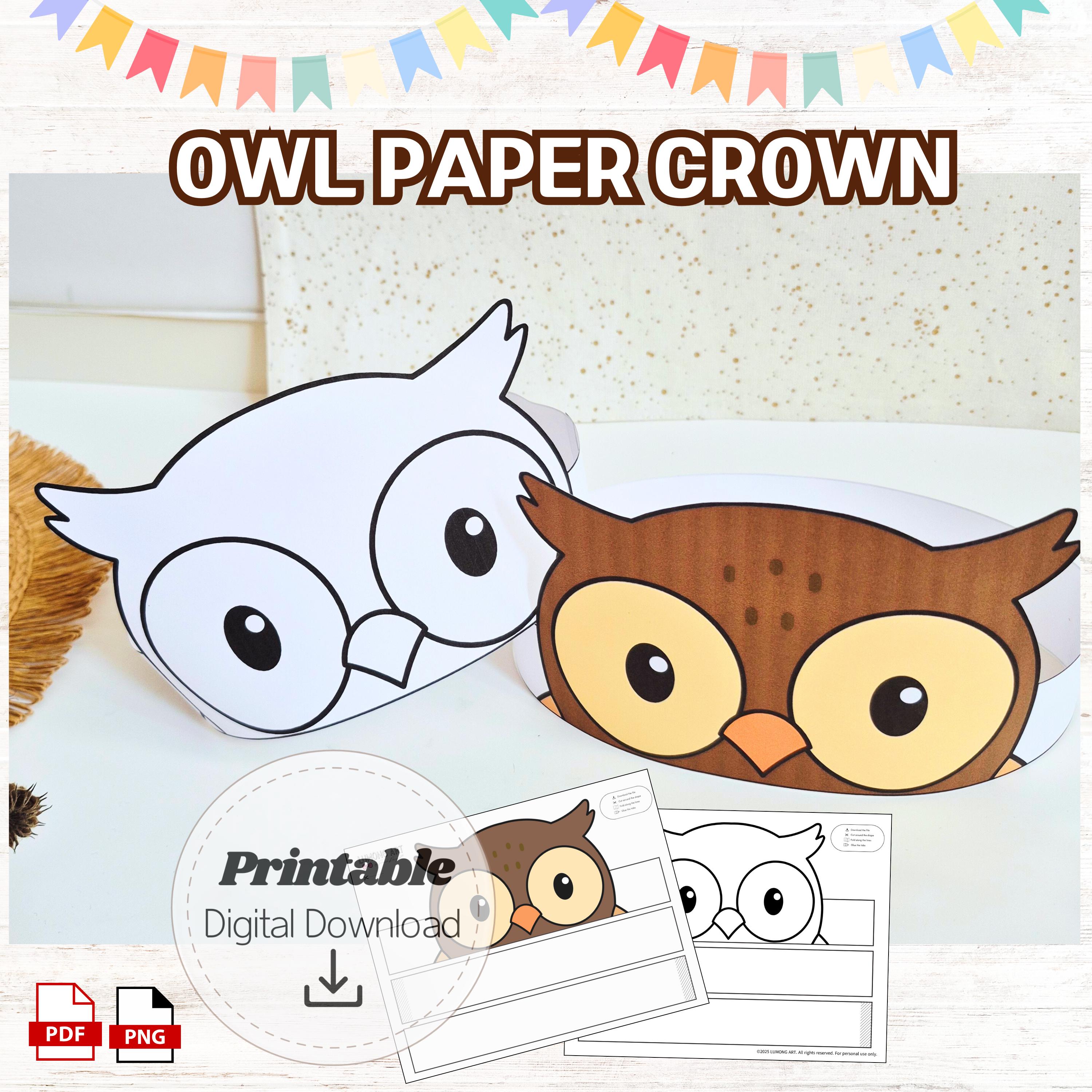 Printable Owl Paper Crown for Kids | DIY Owl Hat Craft | Forest Animal ...