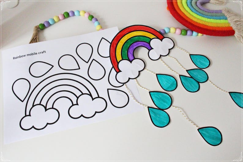 God’s Promise Rainbow Mobile Craft Printable Christian Coloring ...