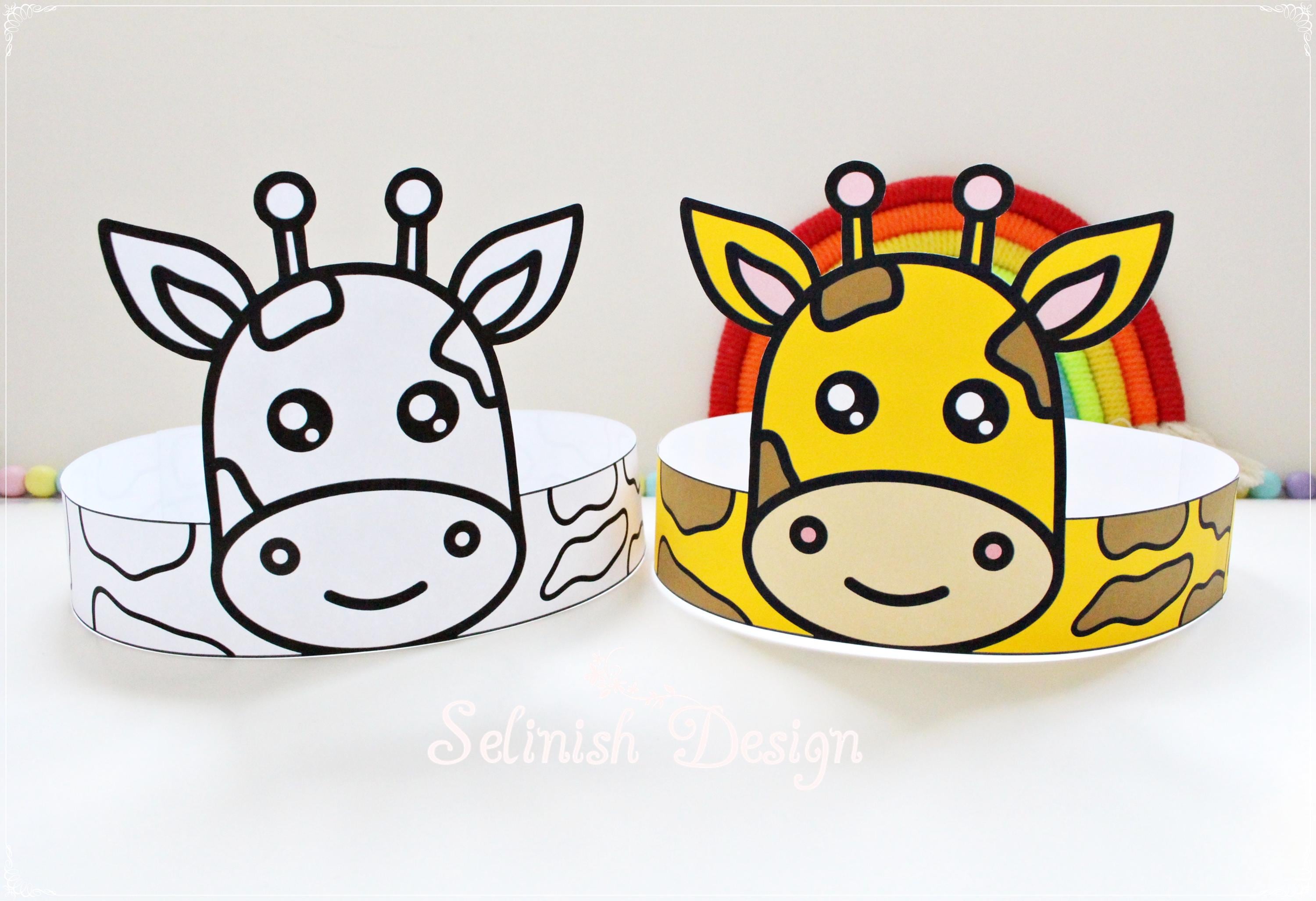 Giraffe Paper Crown Craft Printable Giraffe Day Activity Coloring ...