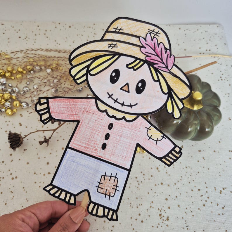 Build an Scarecrow Craft 3D Cut & Paste Activity, Printable Fall Kids ...