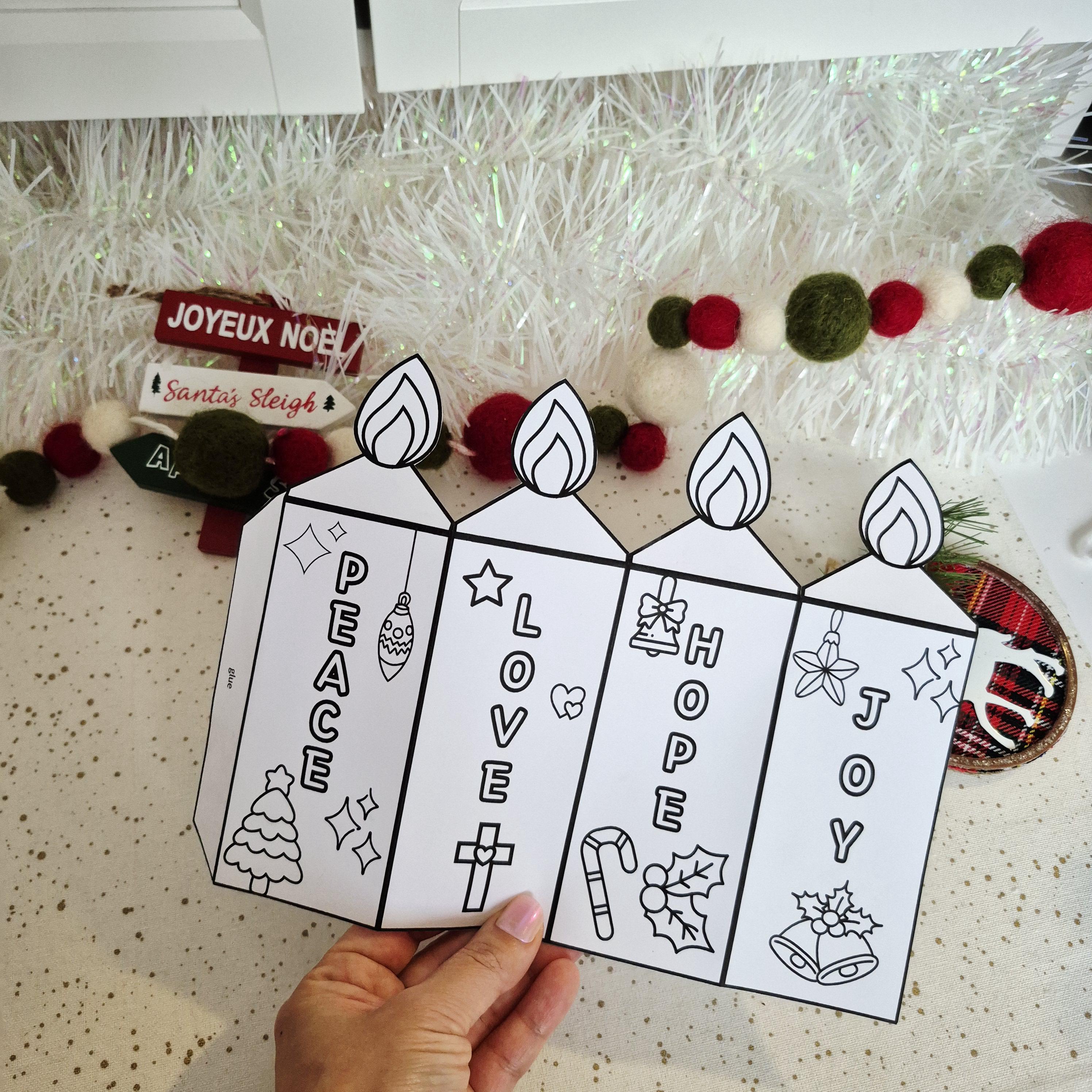 Advent Candles Coloring Craft Printable | Sunday School Kids Activity ...