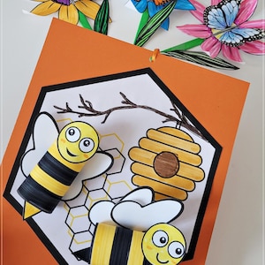 Bee Craft for Kids Printable 3D Paper Bee Activity Honeycomb Craft ...