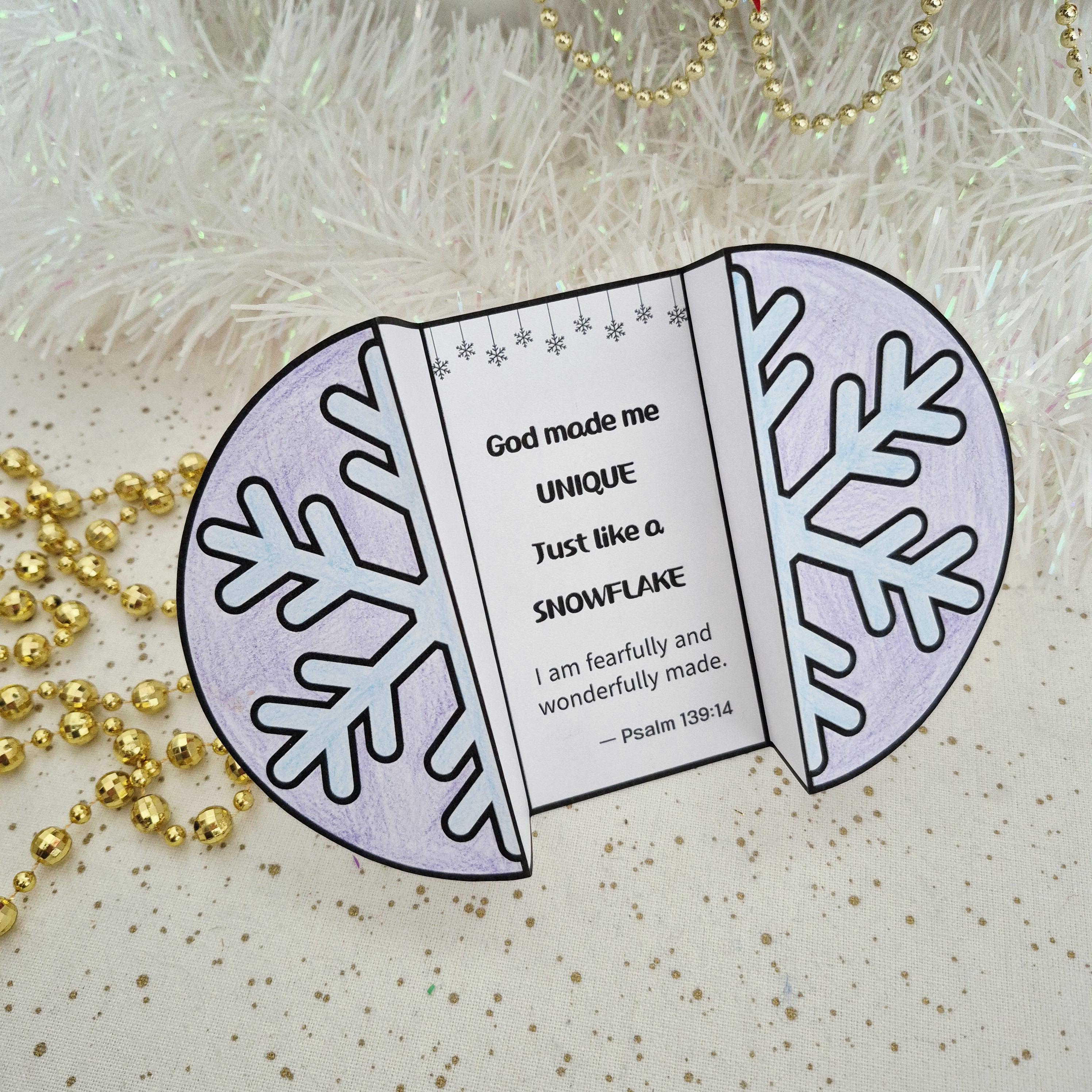 Bible Snowflake Card Craft, Psalm 139:14 Printable, God Made Me Unique ...