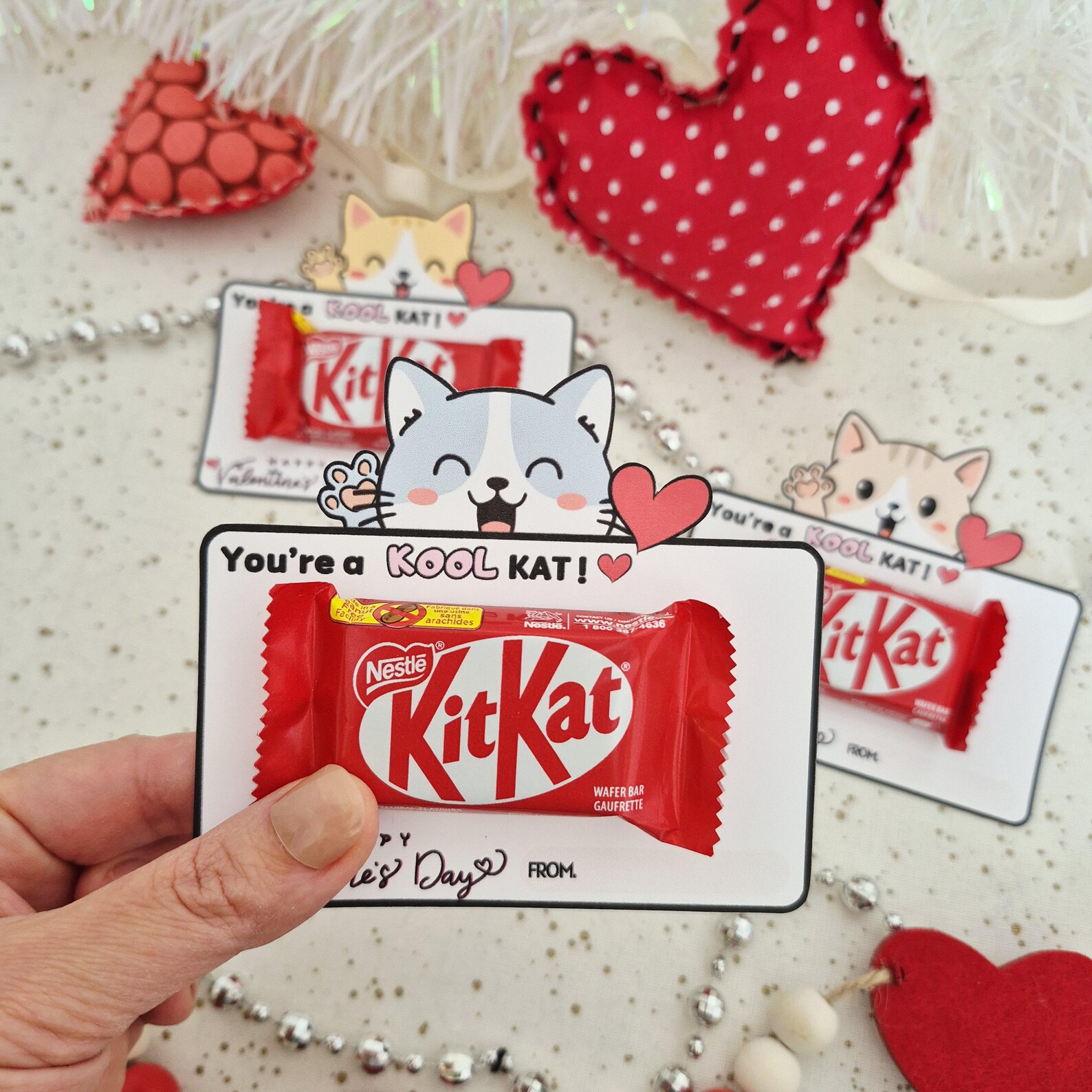 Printable Kool Kat Valentine Card – Cat-themed Classroom Treat Tag for ...