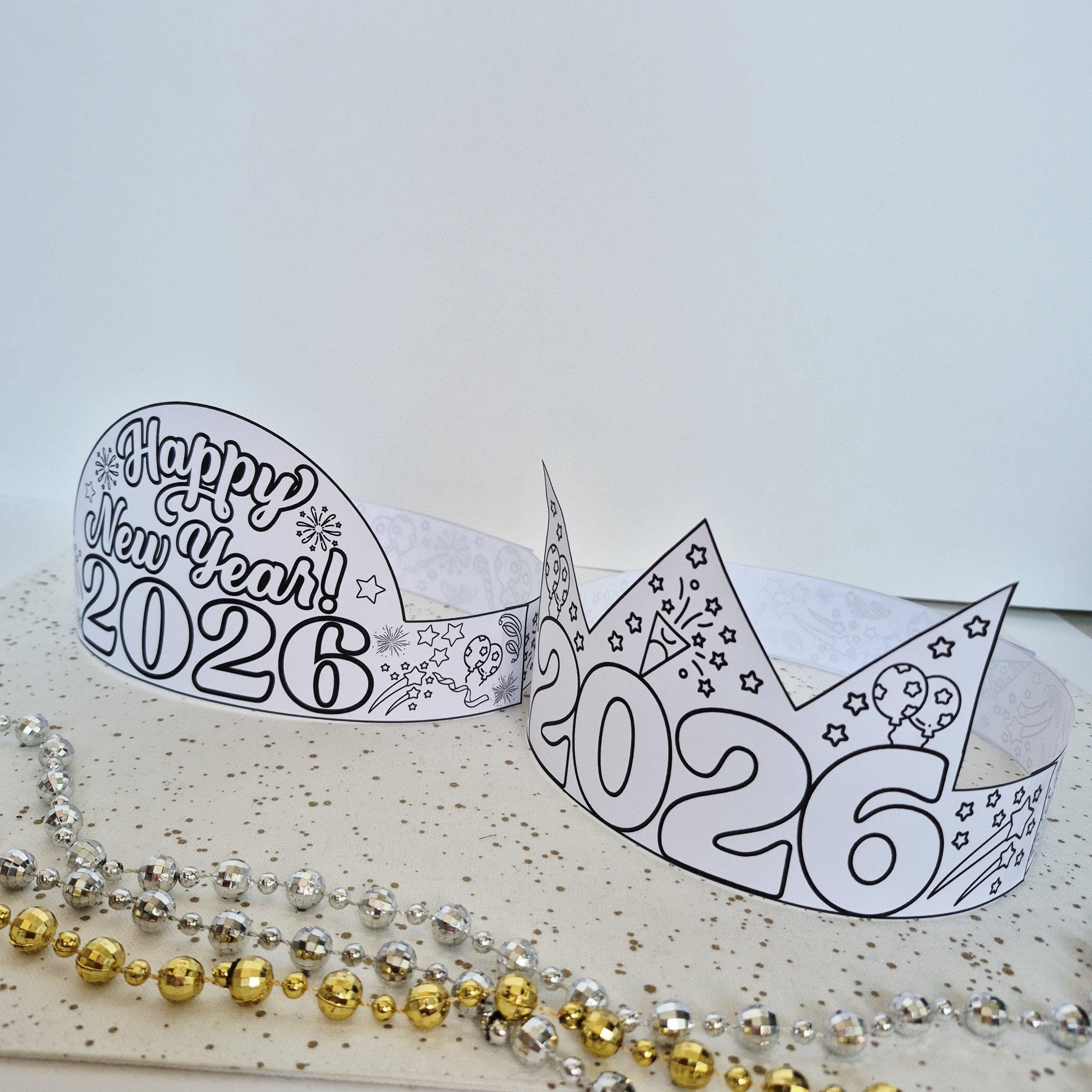2026 New Year Paper Crown Printable DIY Coloring Craft Kids Activity ...