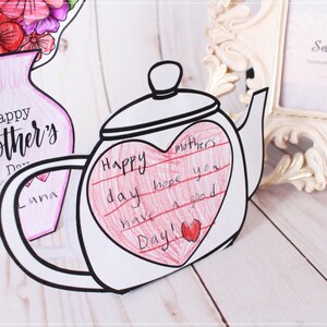 Mother's Day 3D Teapot Card Printable Tea Bag Holder Gift Kids Craft ...