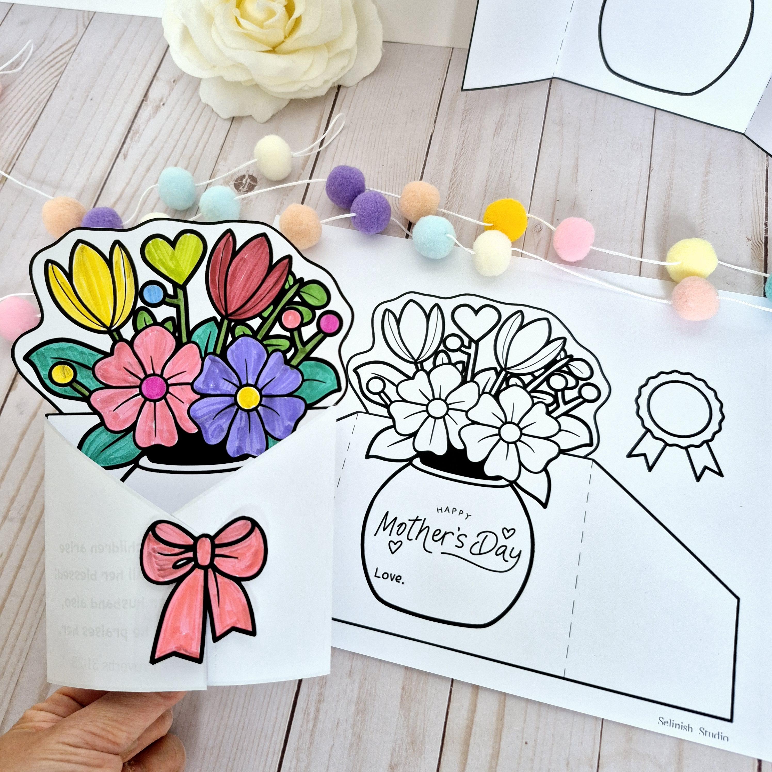 Mother's Day Bible Verse Card Printable Coloring Sunday School Foldable ...